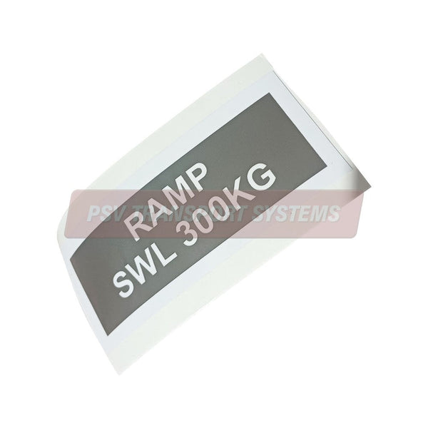 PDP20394-Ramp SWL 300KG' Sticker. White Text on Black Background with ...