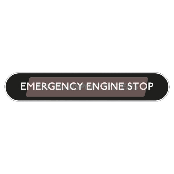 PDP22587-Emergency Engine Stop Sticker. White Text on Black Background ...